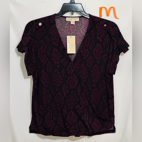 MICHAEL Michael Kors | Tops | Ladies Black Mk Top With Raspberry ...